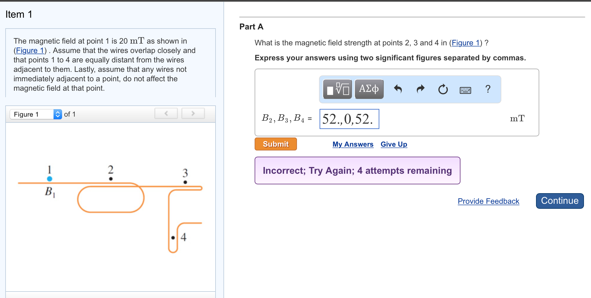 Solved The magnetic field at point 1 is 20 mT as shown in | Chegg.com