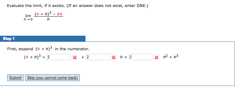 Solved Evaluate the limit, if it exists. (If an answer does | Chegg.com