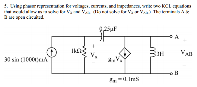 Solved Using phasor representation for voltages, currents, | Chegg.com