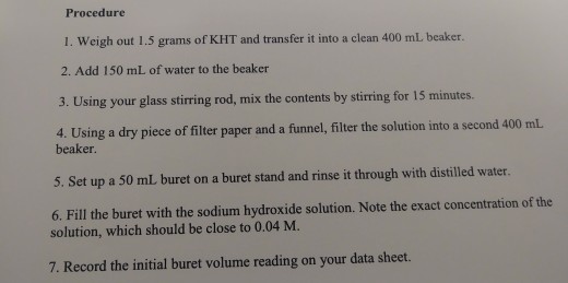 Solved Data Titralion Initial Buret Reading 50ml mL) oml50 | Chegg.com