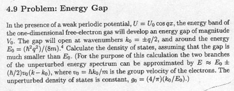 Solved 4.9 Problem: Energy Gap In the presence of a weak | Chegg.com
