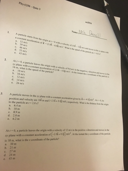 Solved A Particle Starts From The Origin At T 0 With A