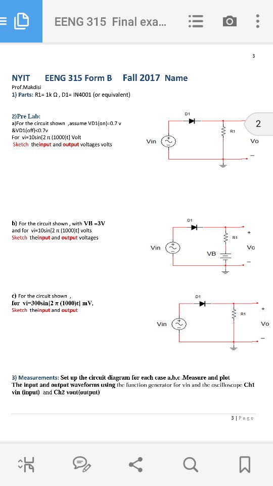 EENG 315 Final exa NYIT EENG 315 Form J Fall 2017 | Chegg.com
