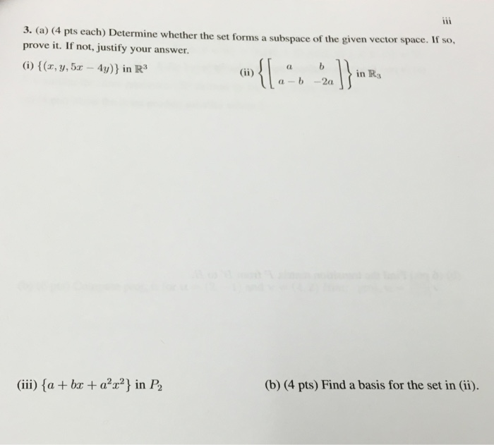 Solved Determine whether the set forms a subspace of the | Chegg.com