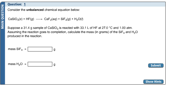 Solved Consider the unbalanced chemical equation below; | Chegg.com