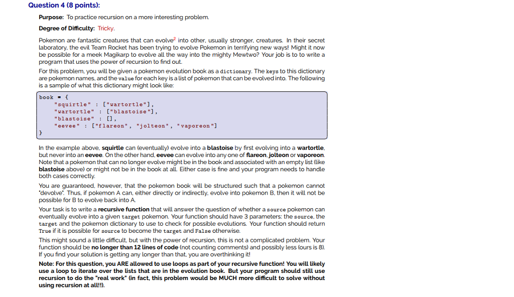 Solved Question 4 (8 points): Purpose: To practice recursion | Chegg.com