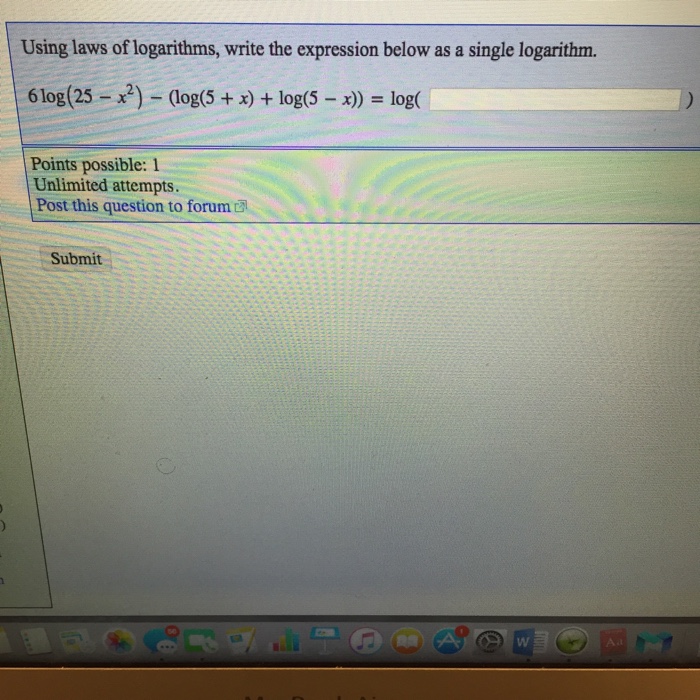 Solved Using laws of logarithms, write the expression below | Chegg.com