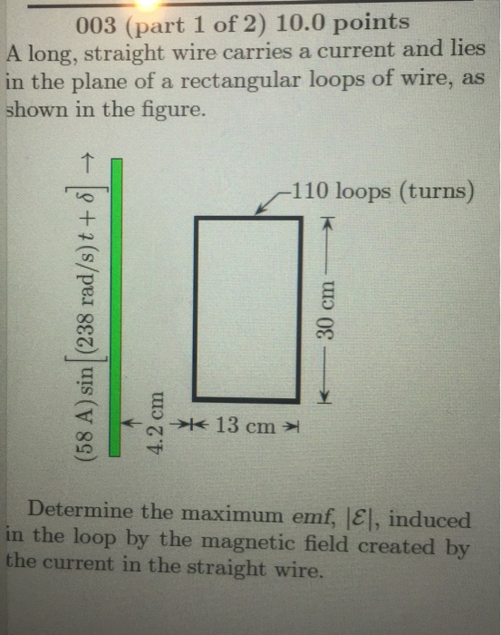 Solved A long, straight wire carries a current and lies in | Chegg.com