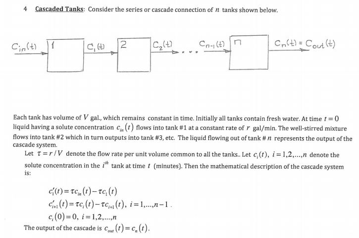 Cascaded Tanks: Consider the series or cascade | Chegg.com