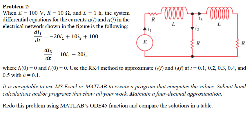 Solved Probleim 2: When E-100 V. R 10 ?, and L-1 h, the | Chegg.com