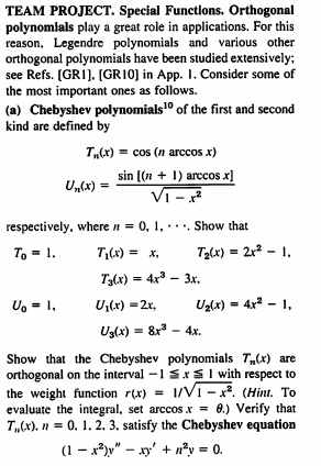 Solved TEAM PROJECT. Special Functions. Orthogonal | Chegg.com