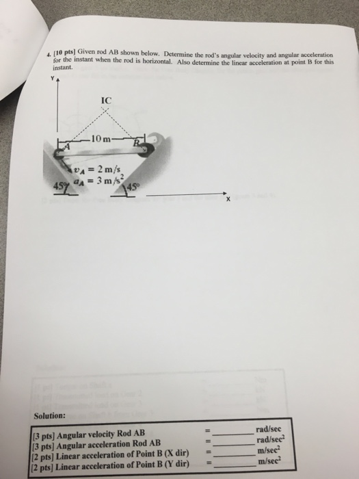 Solved Given rod AB shown below. Determine the rod's angular | Chegg.com