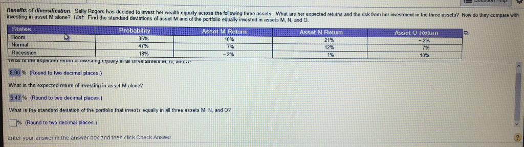 Solved Benefits of diversification. Sally Rogers has decided | Chegg.com