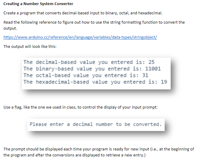 Creating a Number System Converter Create a program | Chegg.com