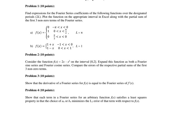 Solved Problem 1 (10 points): Find expressions for the | Chegg.com