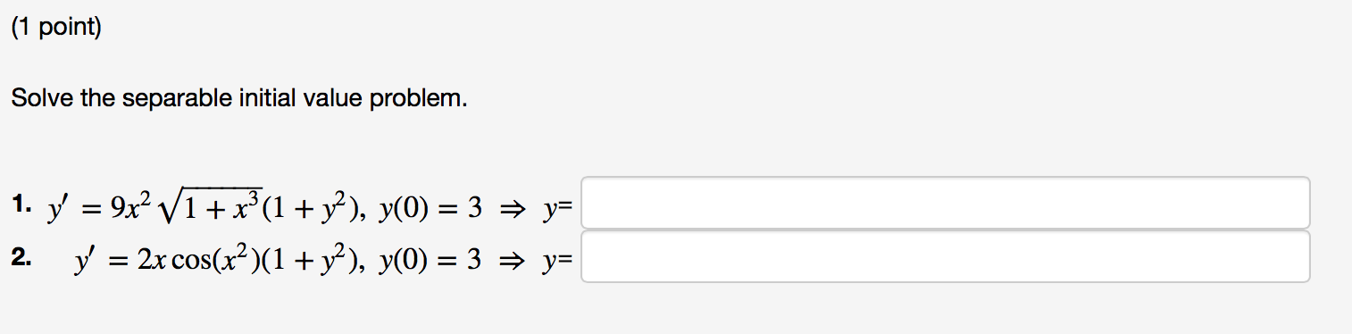 Solved Solve the separable Initial value problem. y' = 9x^2 | Chegg.com