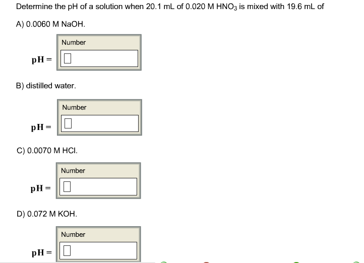Solved Determine the pH of a solution when 20.1 mL of 0.020 | Chegg.com