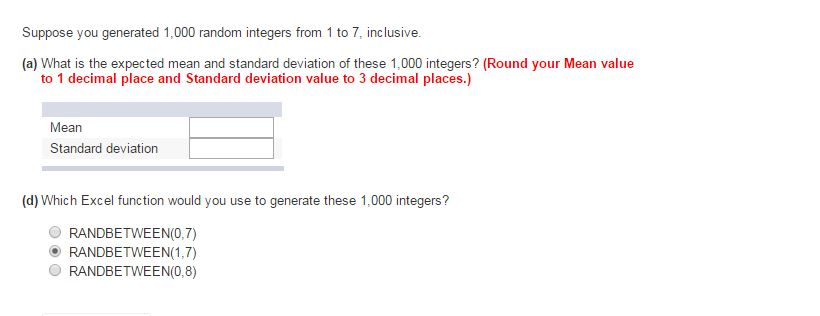 Solved Suppose you generated 1,000 random integers from 1 to | Chegg.com