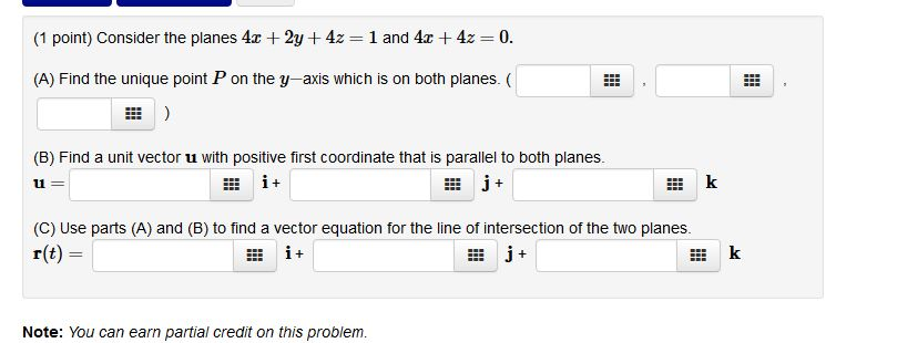 Solved Consider the planes 4x + 2y + 4z = 1 and 4x + 4z = 0. | Chegg.com