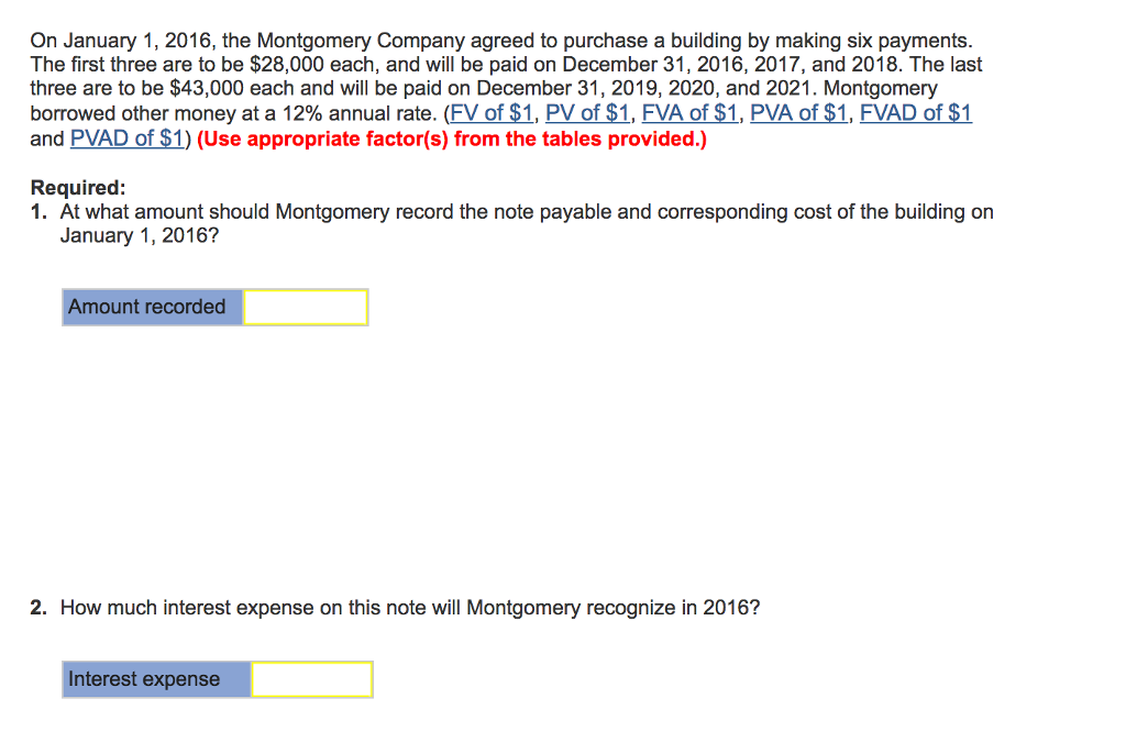 Solved On January 1, 2016, the Montgomery Company agreed to | Chegg.com