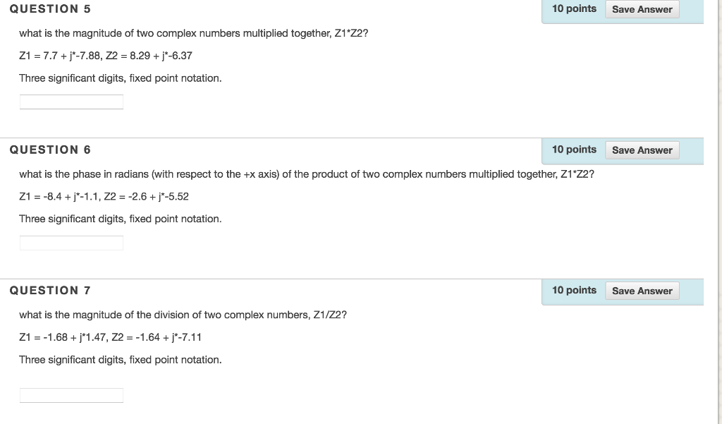 Solved What is the magnitude of two complex numbers | Chegg.com