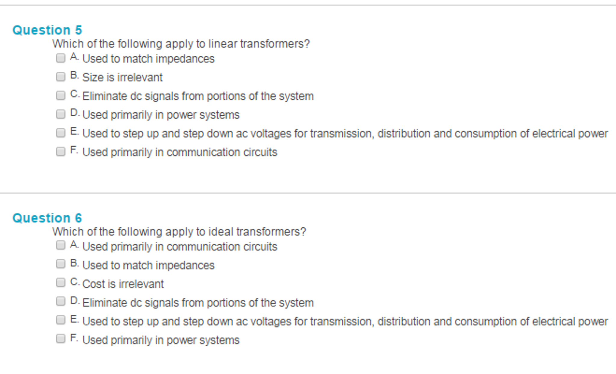 Solved Which of the following apply to linear transformers? | Chegg.com