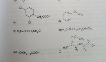 Solved CH2 COOH (g) Hac CHCH2CH2Cl COOH (h) H2C CHCH2CH2CH | Chegg.com