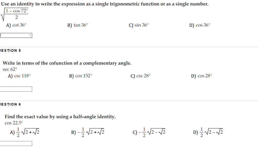 Solved Use an identity to write the expression as a single | Chegg.com