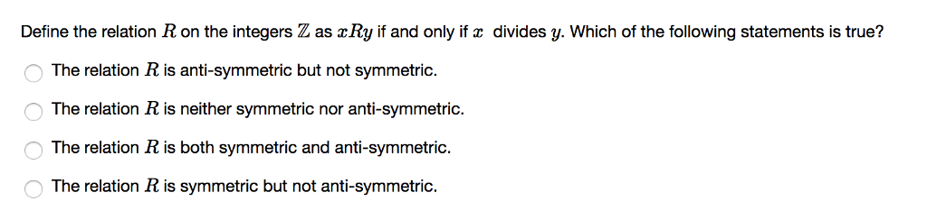 Solved Define the relation R on the integers Z as xRy if and | Chegg.com