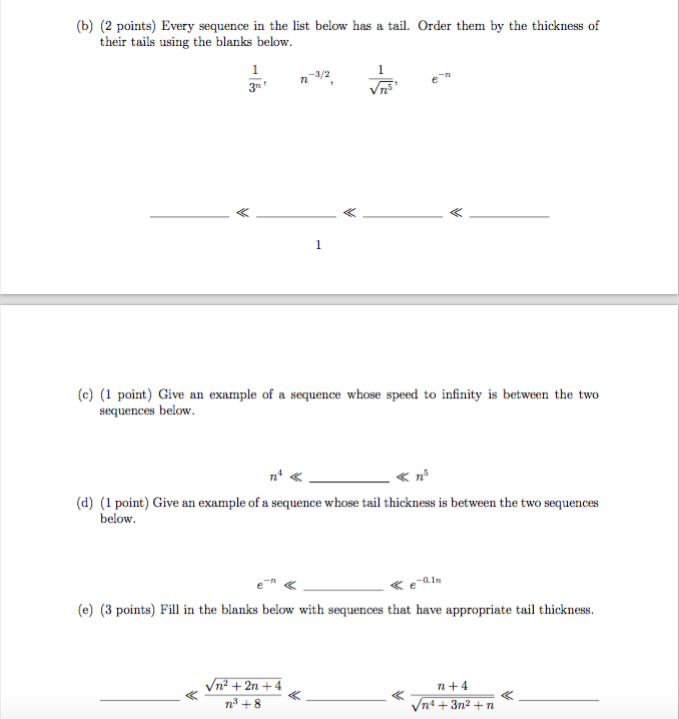 Solved Every sequence in the list below has a tail. Order | Chegg.com