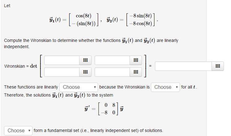 Solved Compute the Wronskian to determine whether | Chegg.com