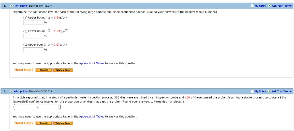 Solved 3 10 1 Points Devorestat9 7 E 015 My Notes Ask Your