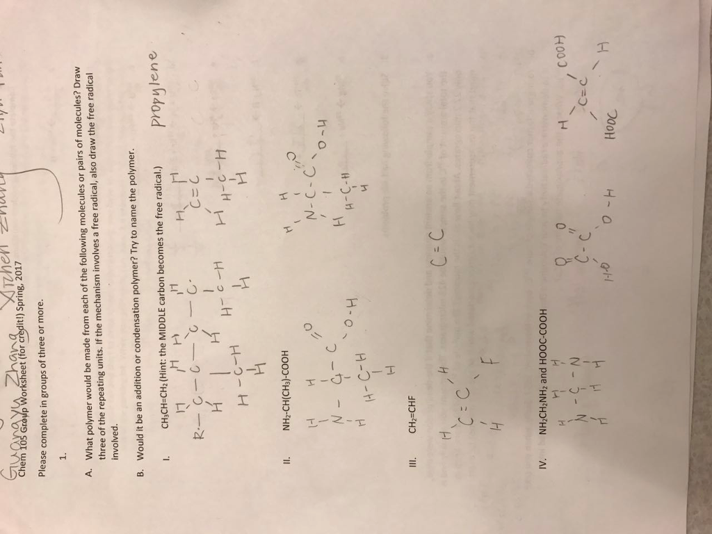 Solved Complete in groups of three or more. A. What polymer | Chegg.com