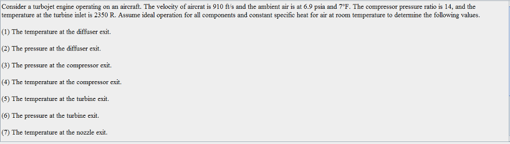 Solved Consider a turbojet engine operating on an aircraft. | Chegg.com