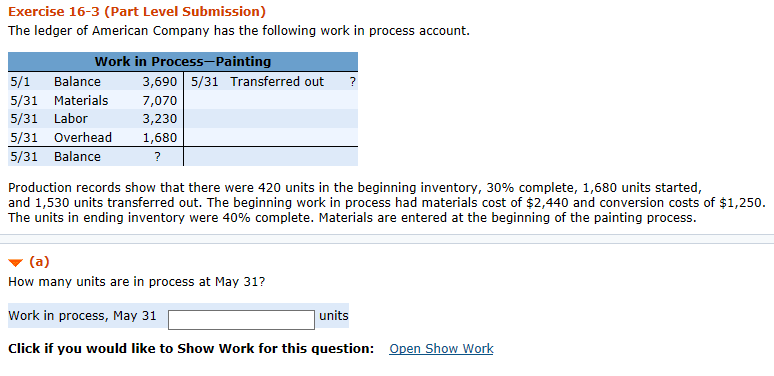 Solved Exercise 16-3 (Part Level Submission) The ledger of | Chegg.com