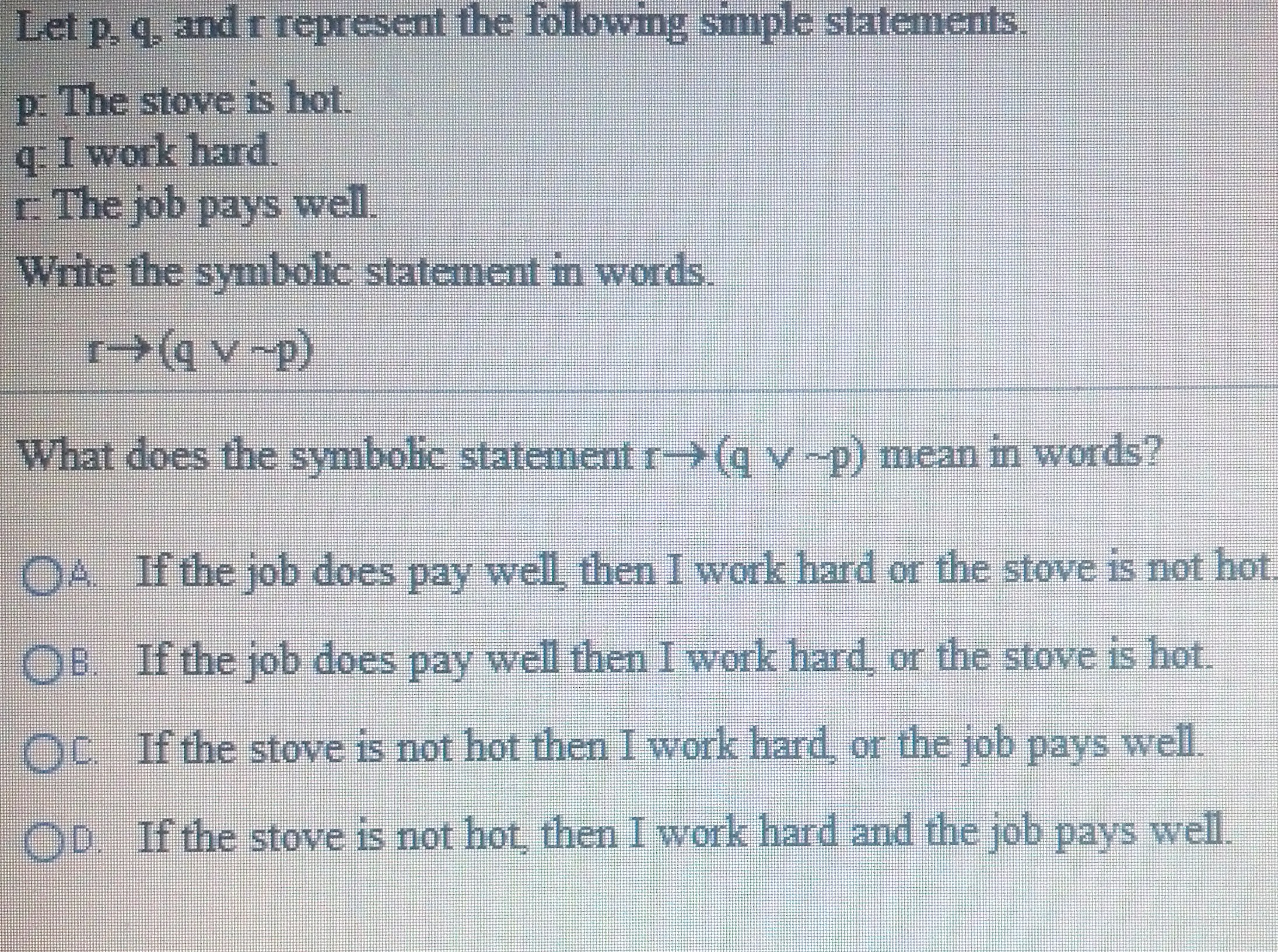 Solved Let p, q, and r represent the following simple | Chegg.com