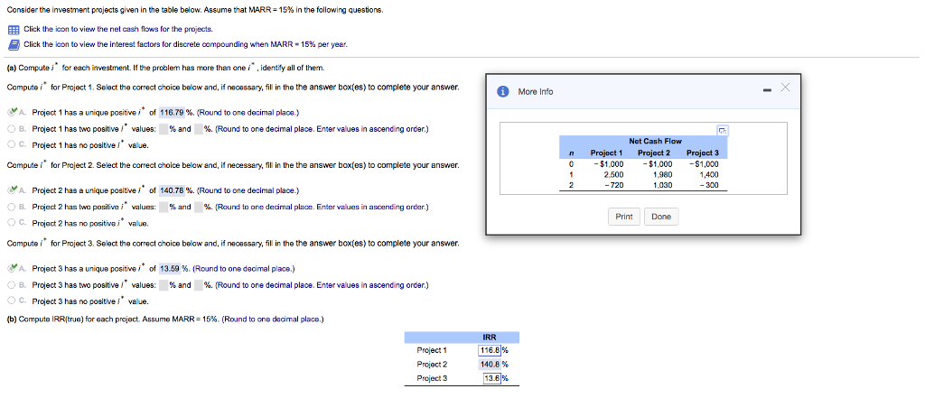 Solved Consider the investment projects given in the table | Chegg.com