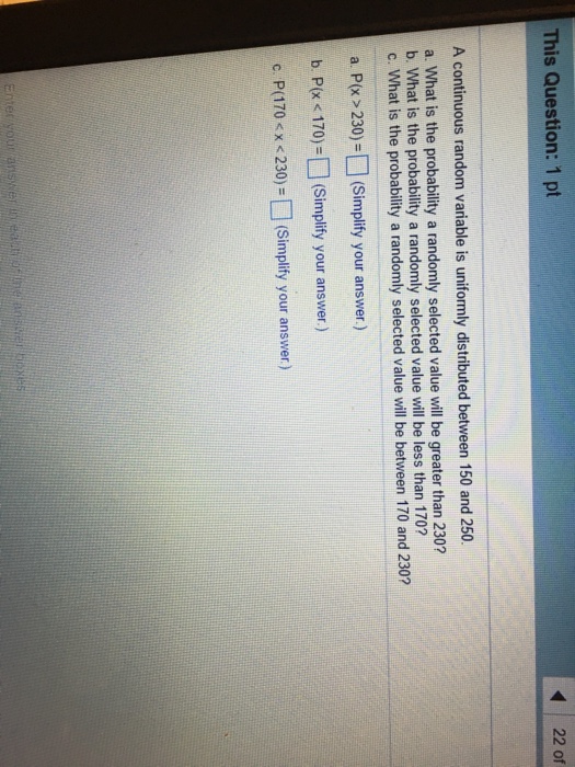 Solved A continuous random variable is uniformly distributed | Chegg.com