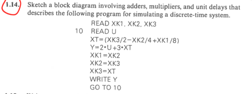 Solved Sketch a block diagram involving adders, multipliers, | Chegg.com