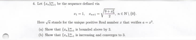 Solved Let {x_n}^infinity_n=1, be the sequence defined via | Chegg.com