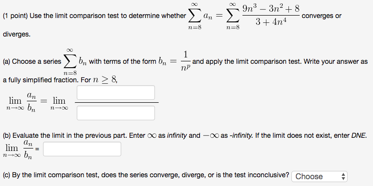 Solved Use the limit comparison test to determine whether | Chegg.com