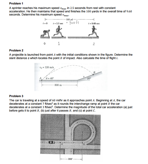 Solved A sprinter reaches his maximum speed v_max in 2.5 | Chegg.com