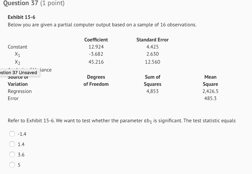 Solved Below you are given a partial computer output based | Chegg.com