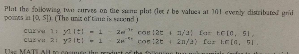 Solved Plot the following two curves on the same plot (let t | Chegg.com