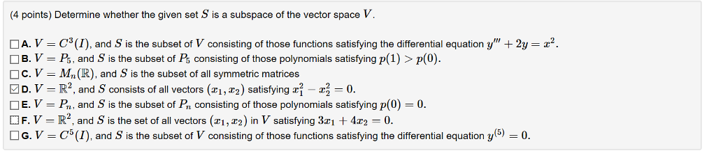 Solved Determine Whether The Given Set S Is A Subspace Of