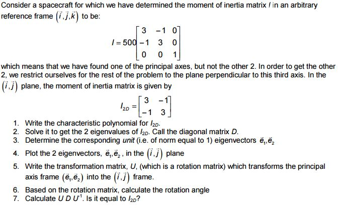 Solved Consider a spacecraft for which we have determined | Chegg.com