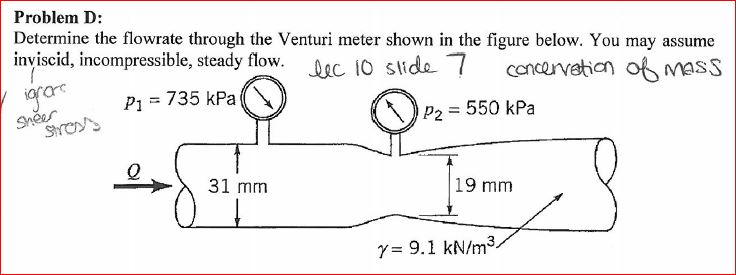 Solved Determine the flowrate through the Venturi meter | Chegg.com