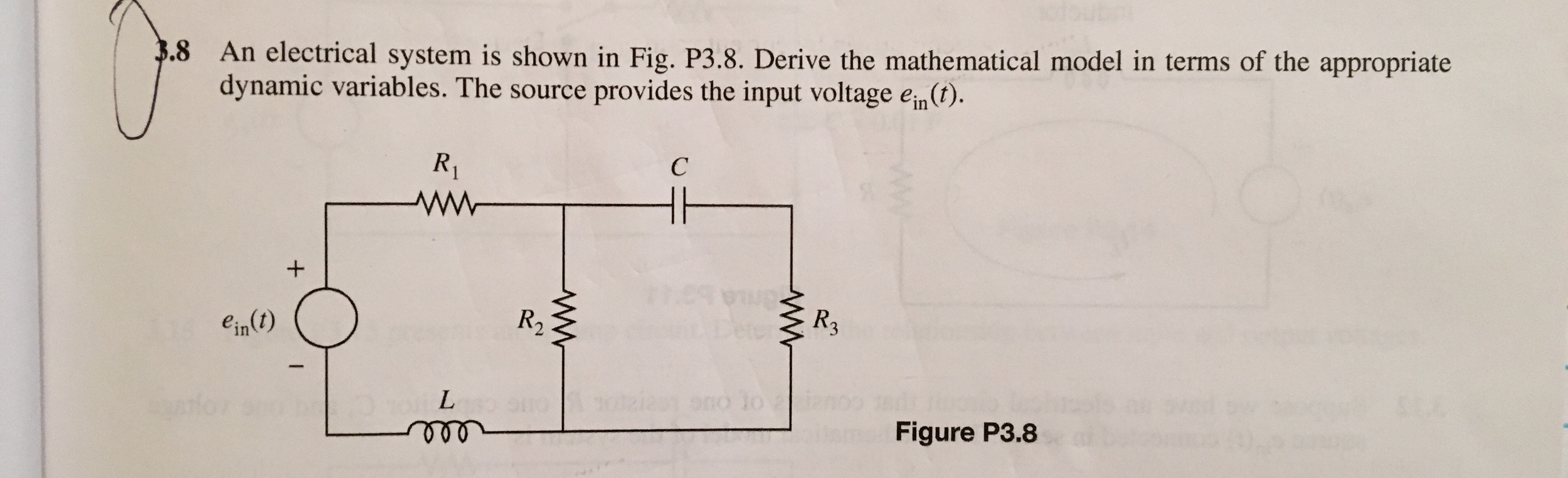 Solved An electrical system is shown in Fig. P3.8. Derive | Chegg.com