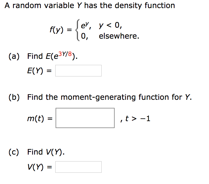 Solved A Random Variable Y Has The Density Function Y 6571