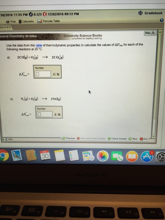 Solved Use the data from this table of thermodynamic | Chegg.com